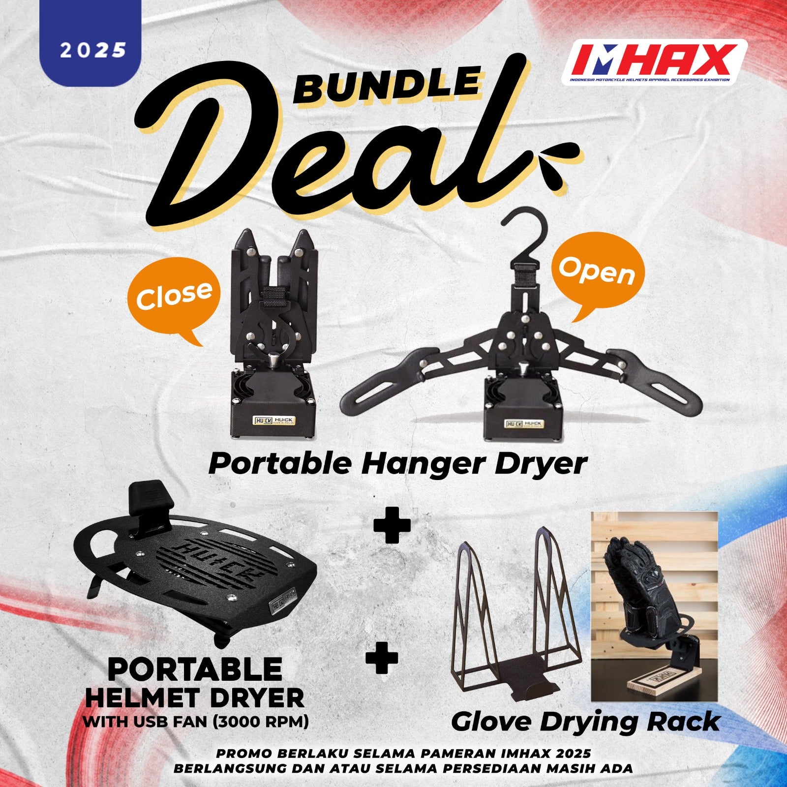 Huck Portable Hanger Dryer Bundling With Huck 3000RPM USB Fan & Glove ...